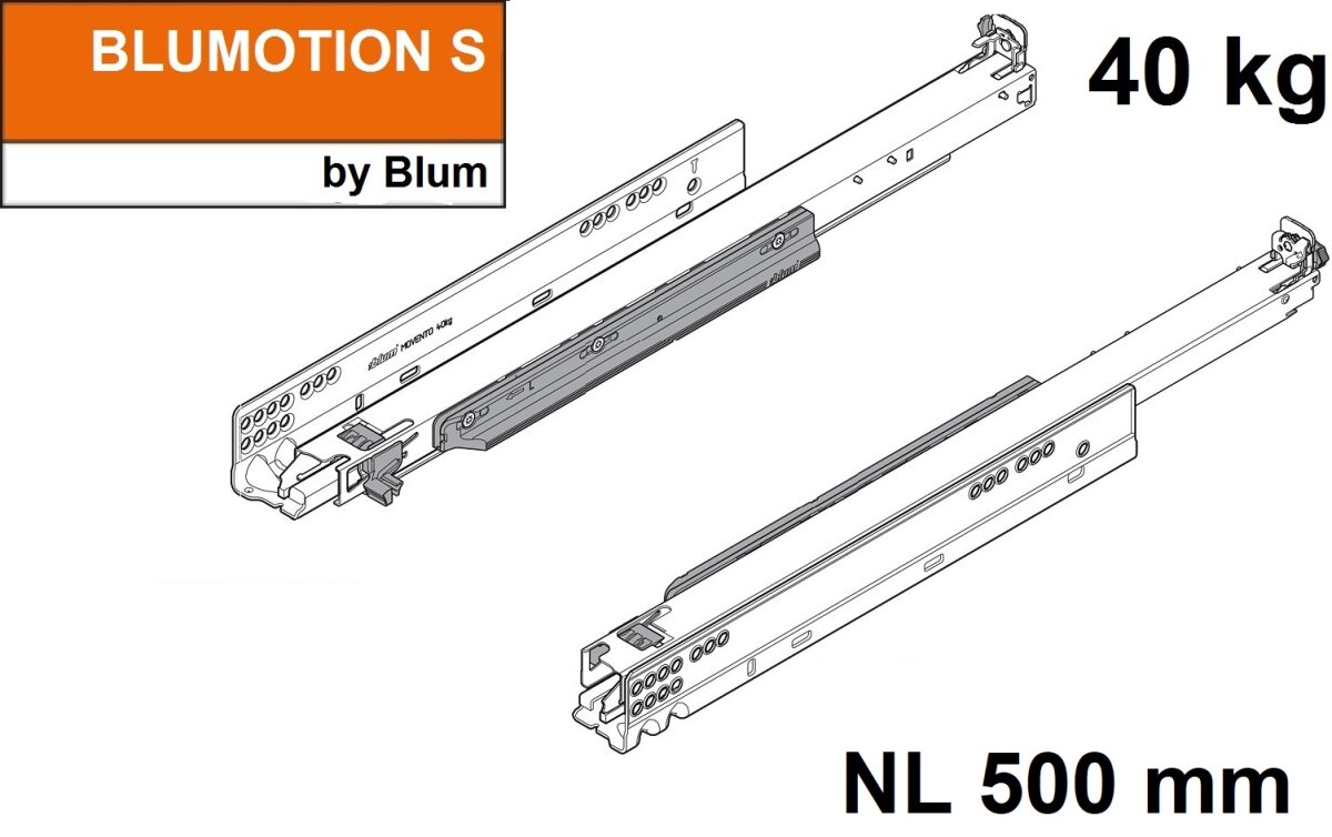 760H5000S MOVENTO mit BLUMOTION S, Vollauszug für Holzschubkasten, 40 ...